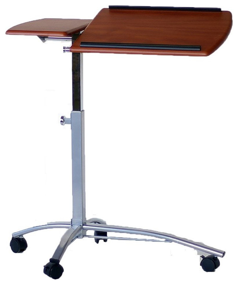 Pemberly Row Adjustable Mobile Laptop Stand in Medium Cherry ...