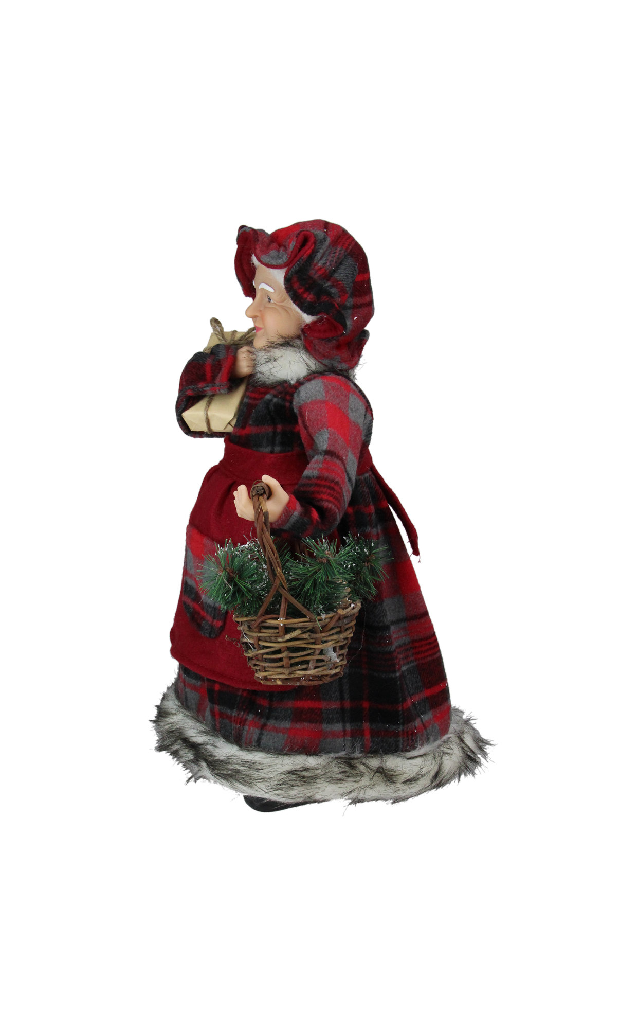 Country Rustic Mrs. Claus in Red Checkered Dress Figure - Traditional ...
