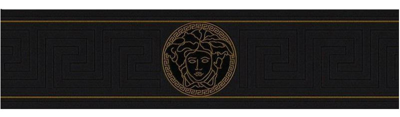 93522-4 Medusa Greek Key Black Gold Versace Border - Contemporary ...
