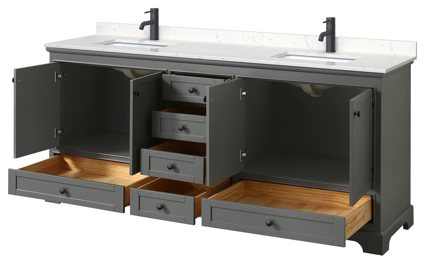 Deborah 80" Double Vanity in Dark Gray, Carrara Cultured Marble Top ...