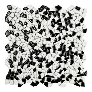 Jazz Ceramic Mosaic Floor and Wall Tile, Black/White, Sample ...