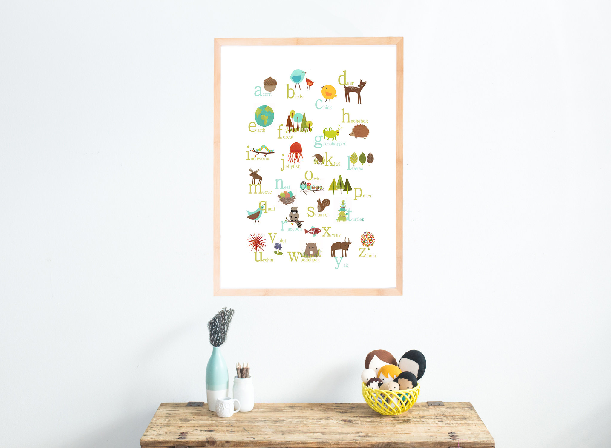 Nature Themed English Alphabet 18x24 Wall Art Poster - Contemporary ...