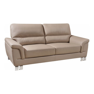 118" Modern Beige Leather Sofa Set - Contemporary - Living Room ...