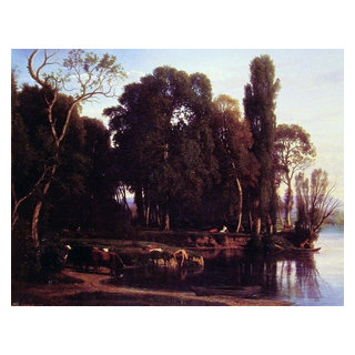 Nicolas Louis Cabat Pastoral Scene Wall Decal, 21x28 - Farmhouse - Wall ...