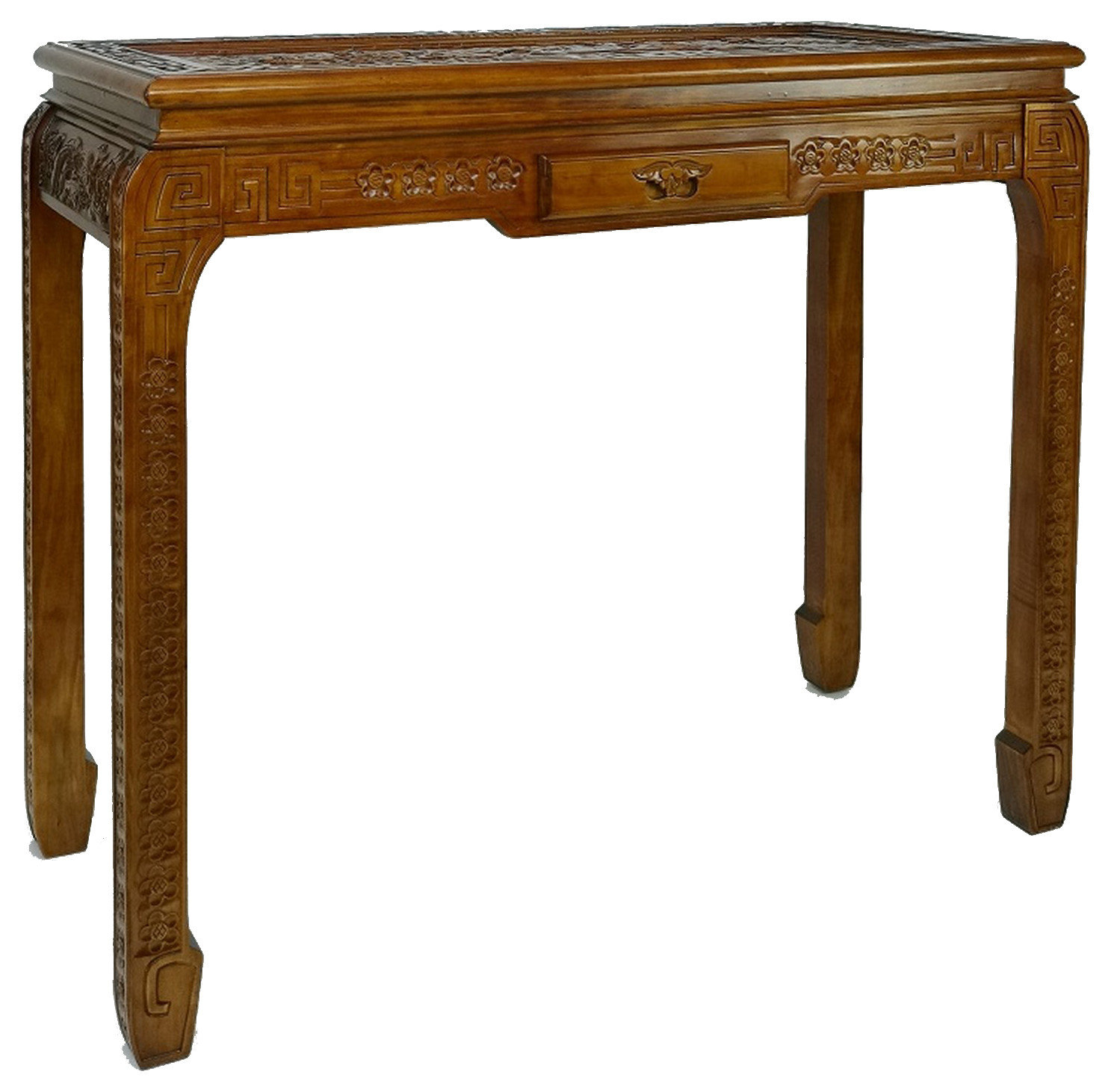 Benzara BM284635 Classic Wood Console Table, 1 Drawer, Floral Carving ...