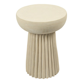 Magnesium Oxide Side Table, Cream - Transitional - Outdoor Side Tables ...