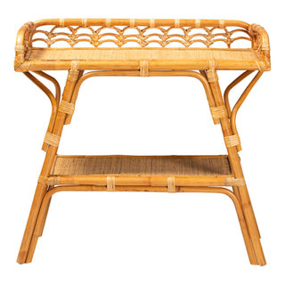 Boho Rattan 2-Tier Console Table - Tropical - Console Tables - by ...