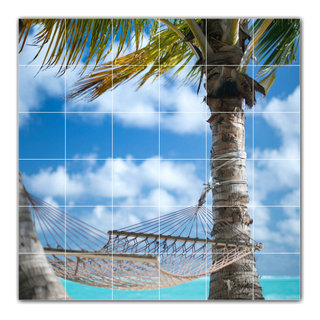 Beach Ceramic Tile Wall Mural HZ500074, 72" Wide x 72" High - Tropical ...