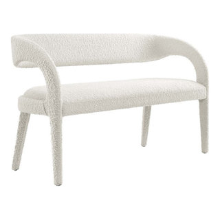 Modway Pinnacle 20" Upholstered Boucle Fabric Accent Bench in Ivory ...