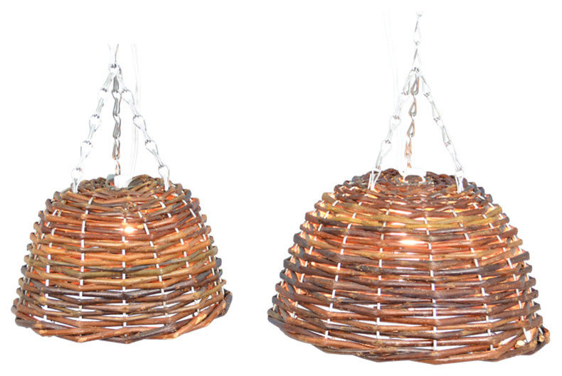 Hanging Bowl Light, Set 2, Brown - Tropical - Pendant Lighting - by ...
