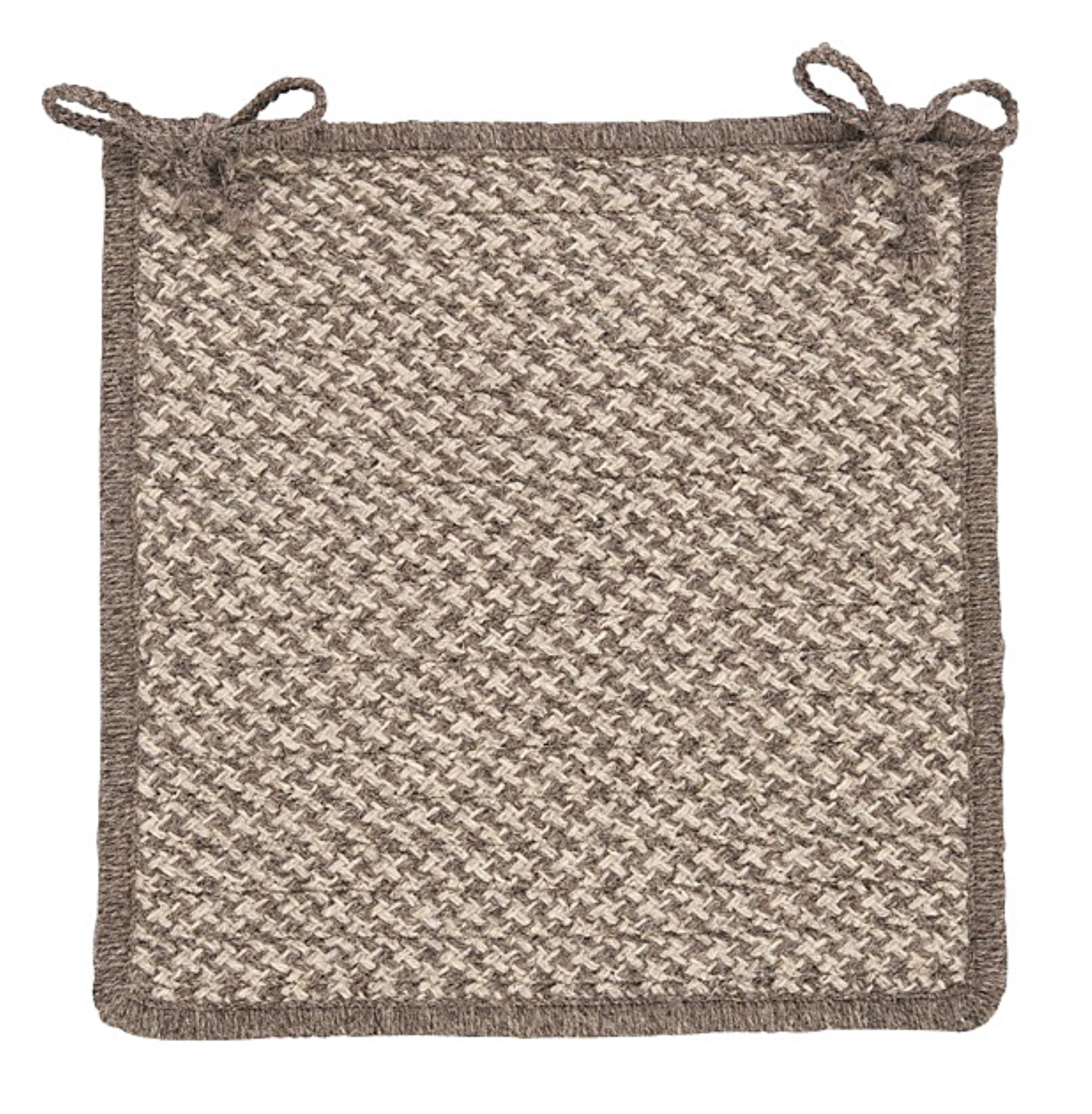 Natural Wool Houndstooth, Latte Chair Pad, Set of 4 - Contemporary ...