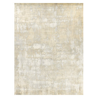 Murano Hand Loomed Wool and Bamboo Silk Silver/Gold/Ivory Area Rug, 10 ...