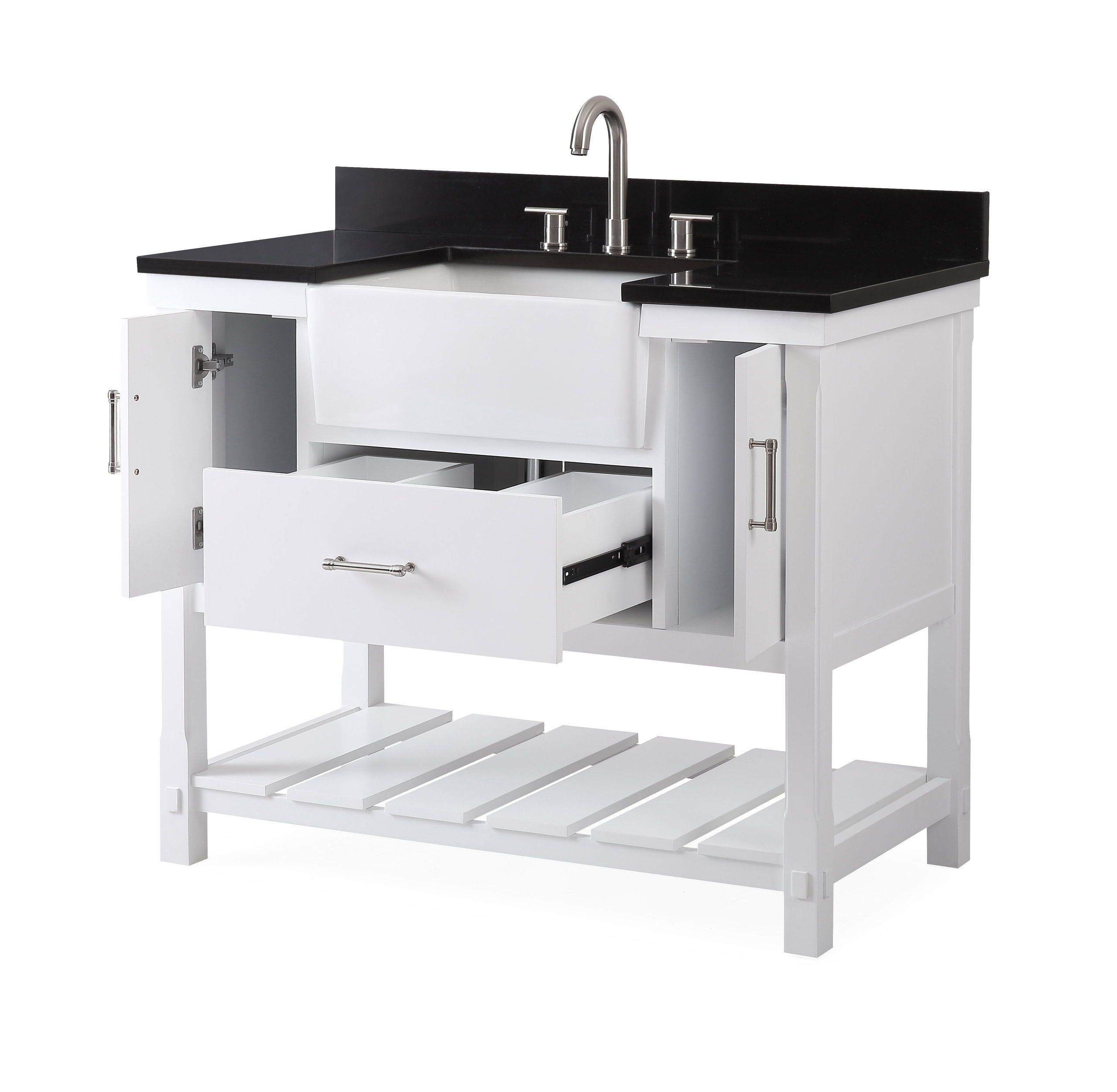 42" Kendia Farmhouse Sink Bathroom Vanity GD-7042-WT42-GT ...