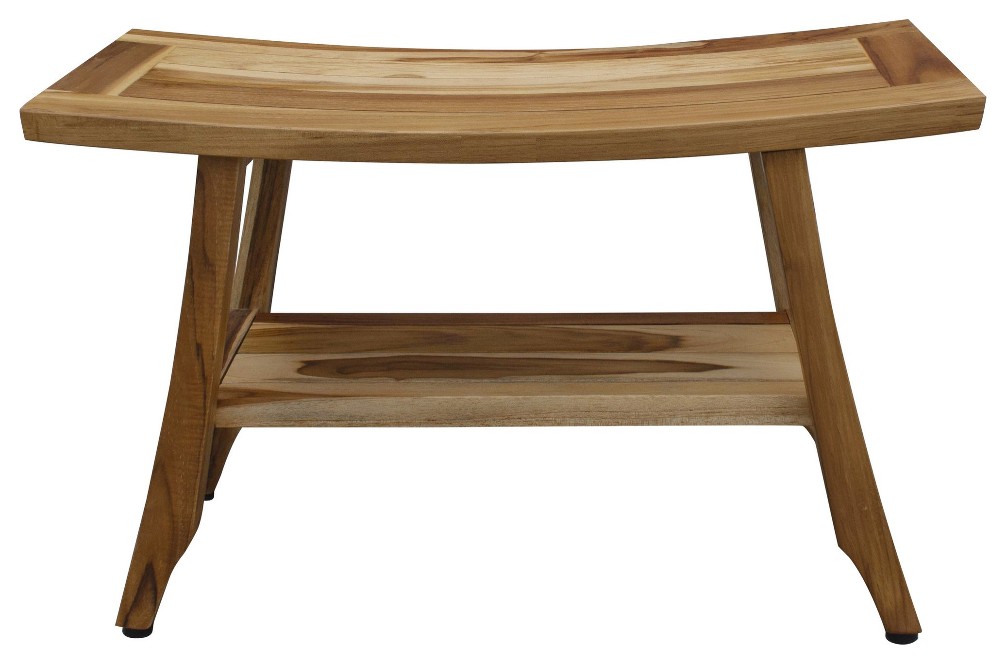 Contemporary Teak Shower Bench With Shelf In Natural Finish - Shower ...