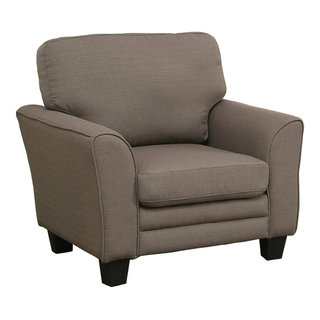 Fabric upholstered Arm Chair With Slightly Flared Arms, Gray ...