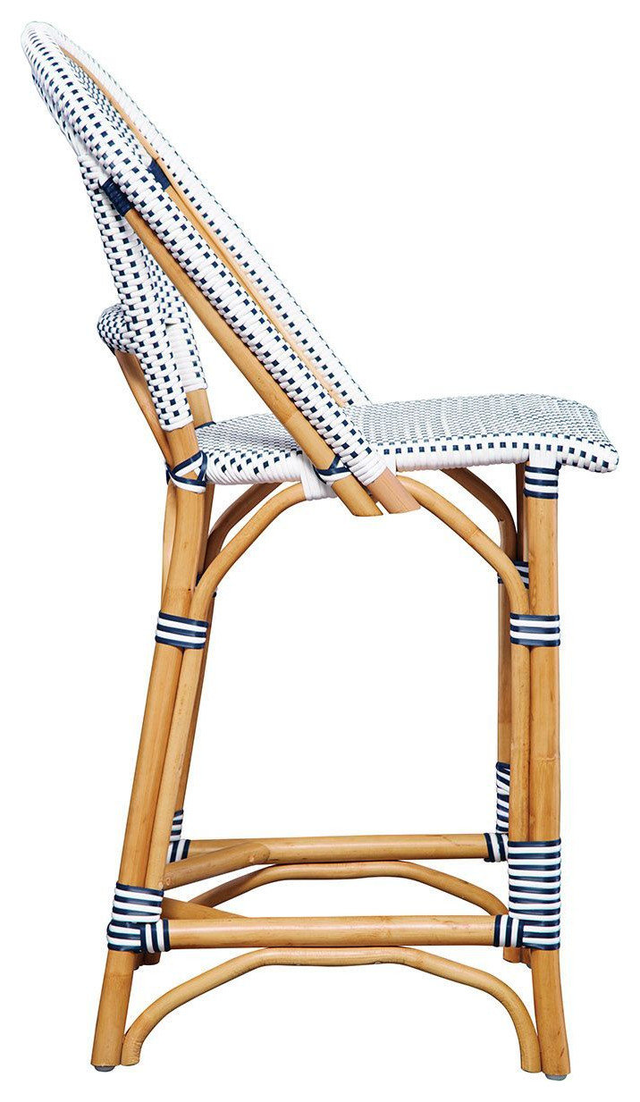 Leroy Woven Counter Stool, Navy/ White - Tropical - Bar Stools And ...