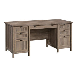 Washed Walnut Executive Office Desk, Large Computer Desk with Ample ...