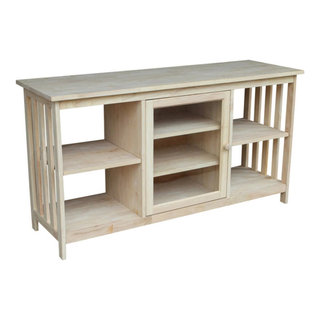 Solid Wood Mission Style Entertainment Stand with Slatted Sides and ...