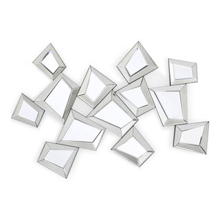 44" Bryder Mirror Unique Asymettrical Design Black Backing Dual Hanging ...