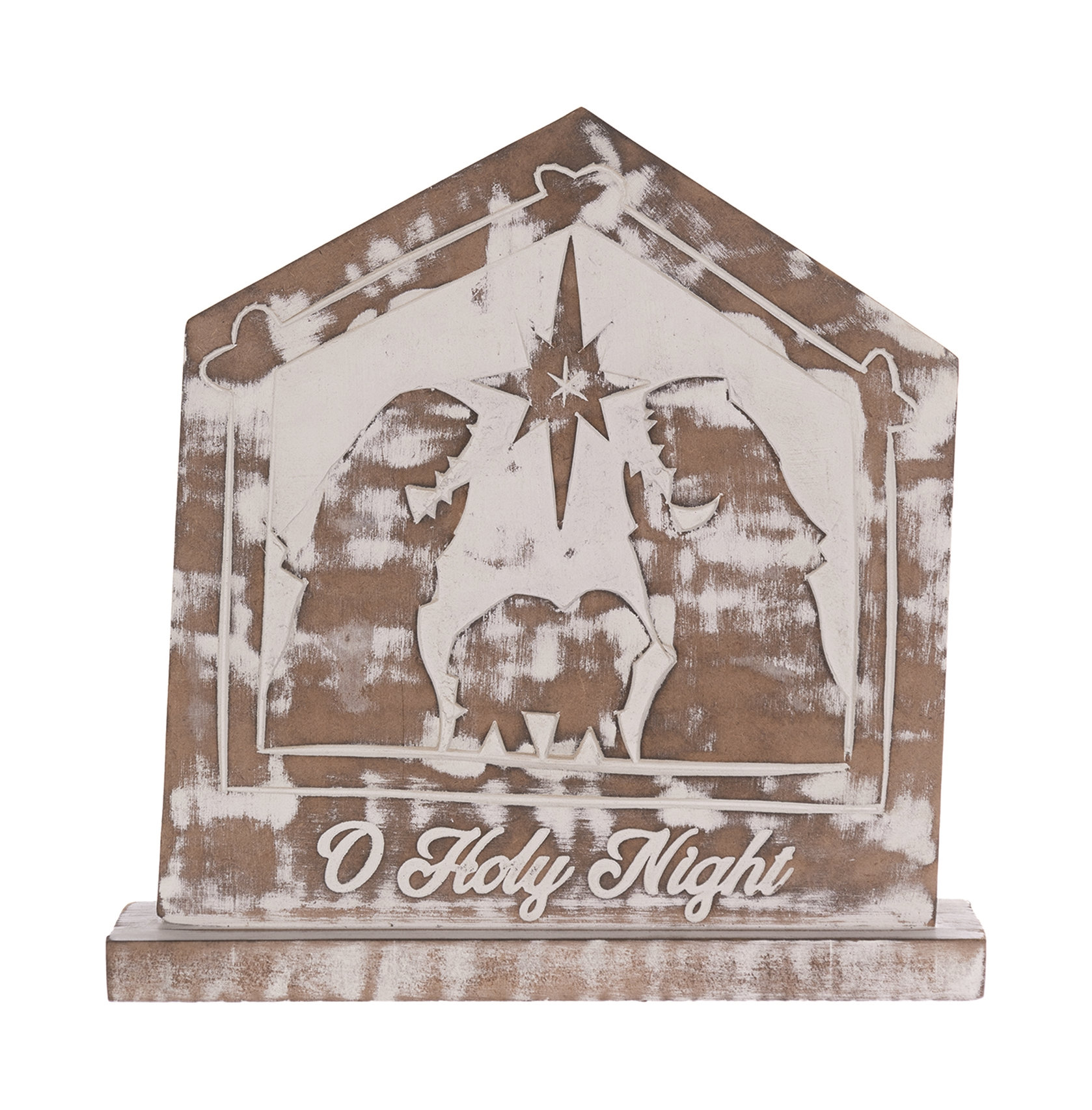 White Washed Nativity Sign, Set of 2 - Farmhouse - Holiday Accents And ...