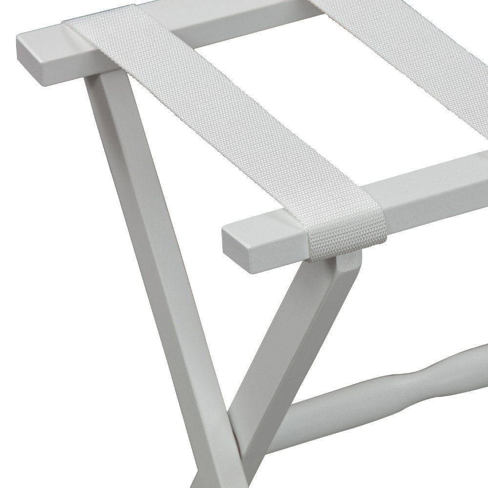 HomeRoots Hotel White Finish Wood Folding Luggage Rack With White ...