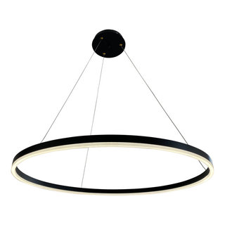 Yatziri Integrated LED Black Circular Pendant, 24" - Modern - Pendant ...