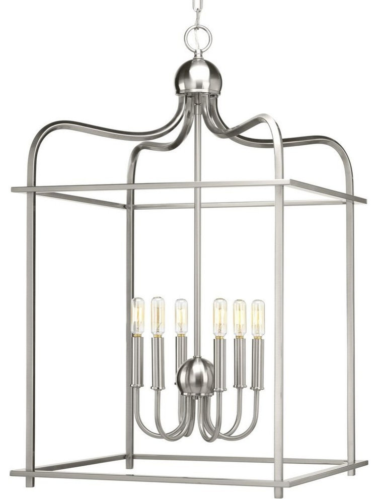 Progress Lighting Assembly Hall 6-Light, Brushed Nickel Foyer Pendant ...