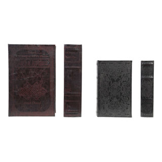 2-P Wood and Faux Leather Book Boxes With Debossed Design "Heart of ...