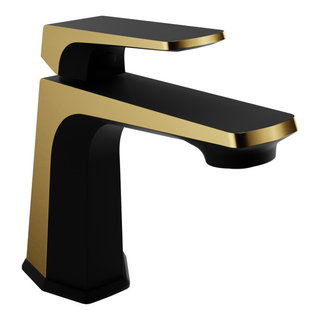 1-Handle Bathroom Faucet, Matte Black and Brushed Gold - Transitional ...