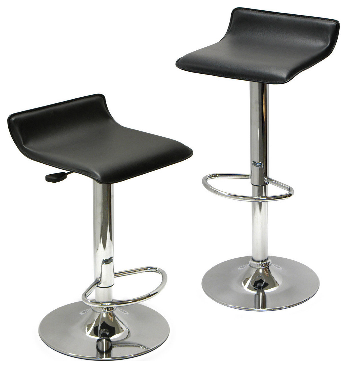 Spectrum Set Of 2, Adjustable Air Lift Stools, Black Faux Leather, Rta ...