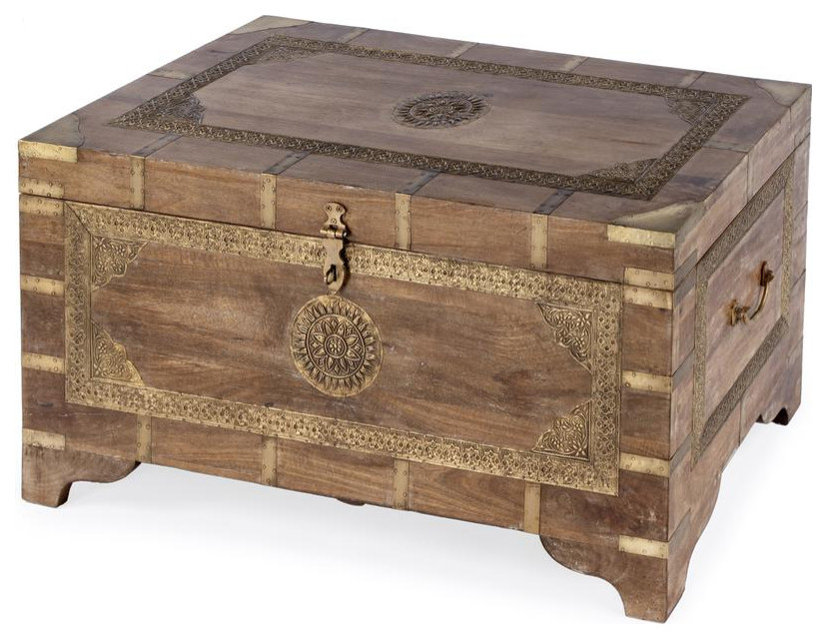 Company Nador Hand-Painted Storage Trunk, Light Brown - Transitional ...
