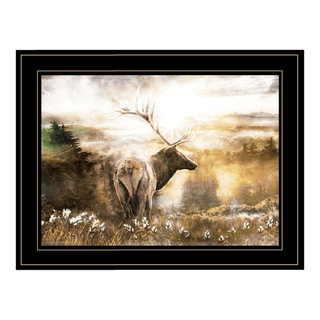 Heading Home Elk 2 Black Framed Print Wall Art - Rustic - Prints And ...