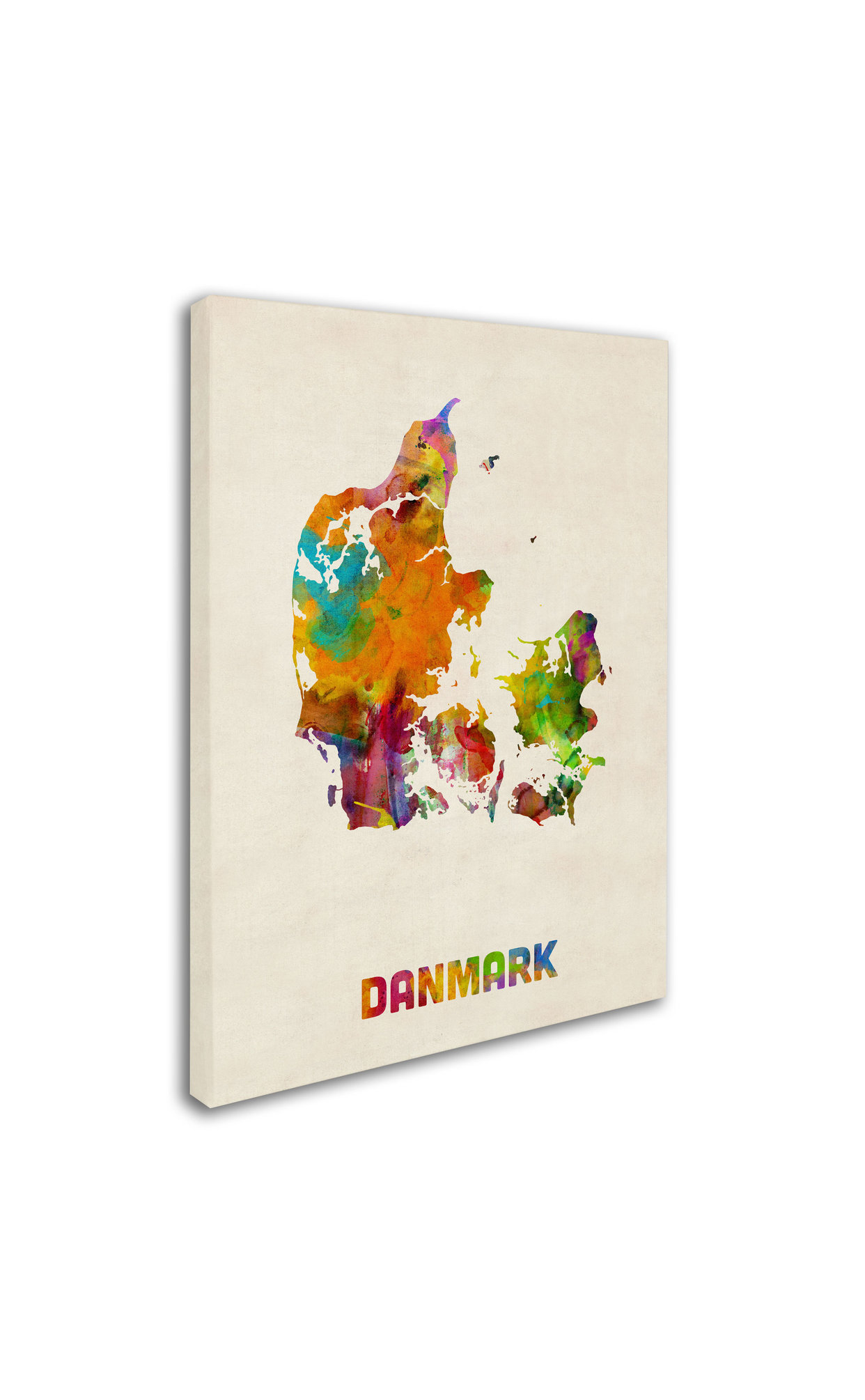'Denmark Watercolor Map' Canvas Art by Michael Tompsett, 35" x 47 ...
