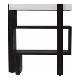 Two-Tone Rectangular Side Table in Checkmate White Top and Black Base ...