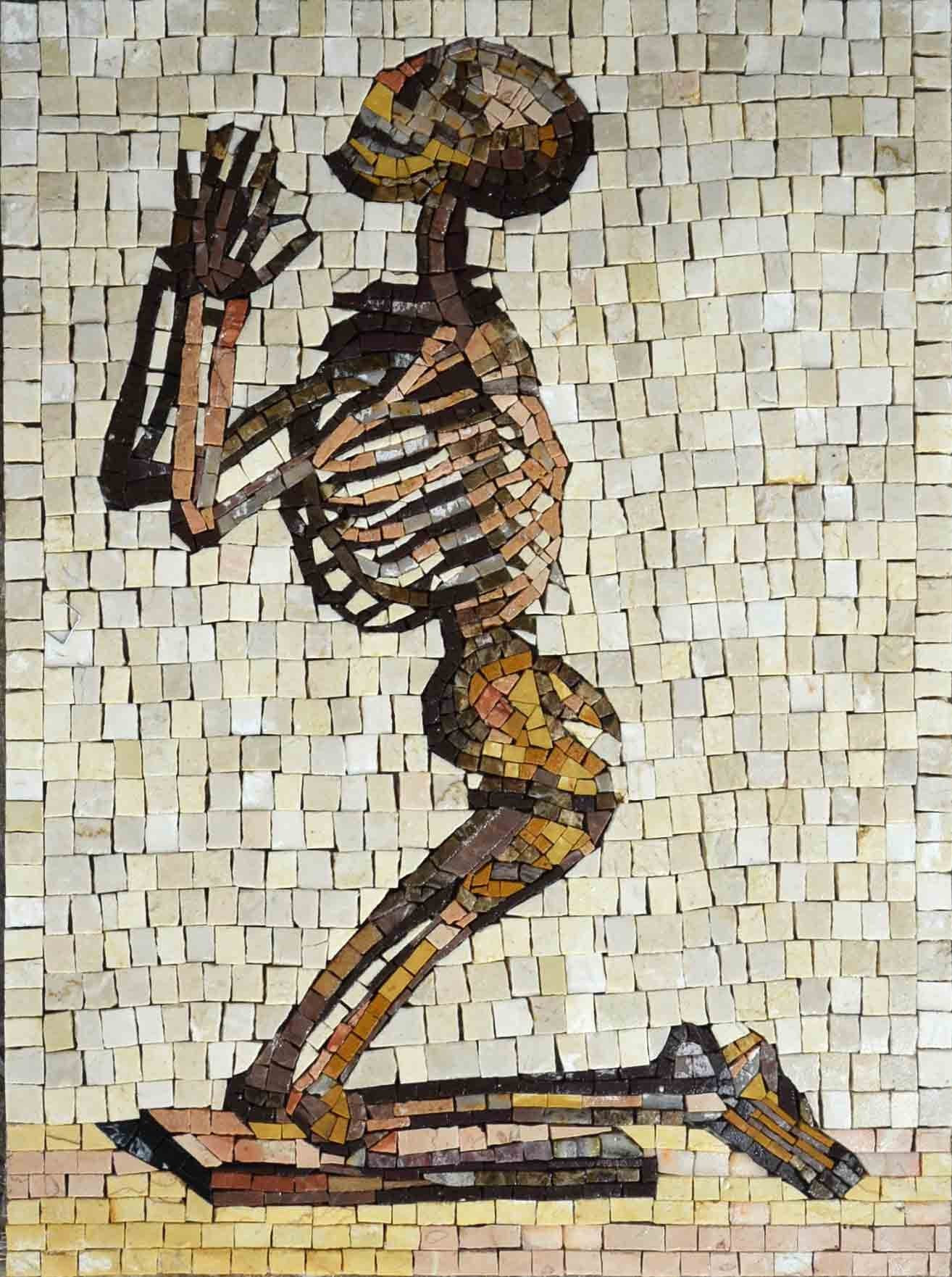 Skeleton Praying Marble Mosaic, 24" x 31" - Eclectic - Tile Murals - by ...
