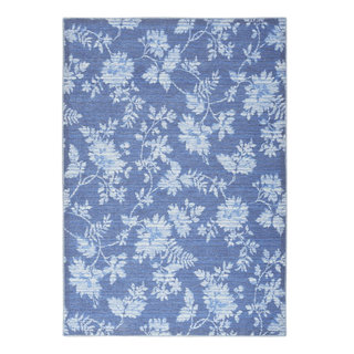 Waverly Washables Collection WAW02 Blue Rectangle Contemporary Area Rug ...