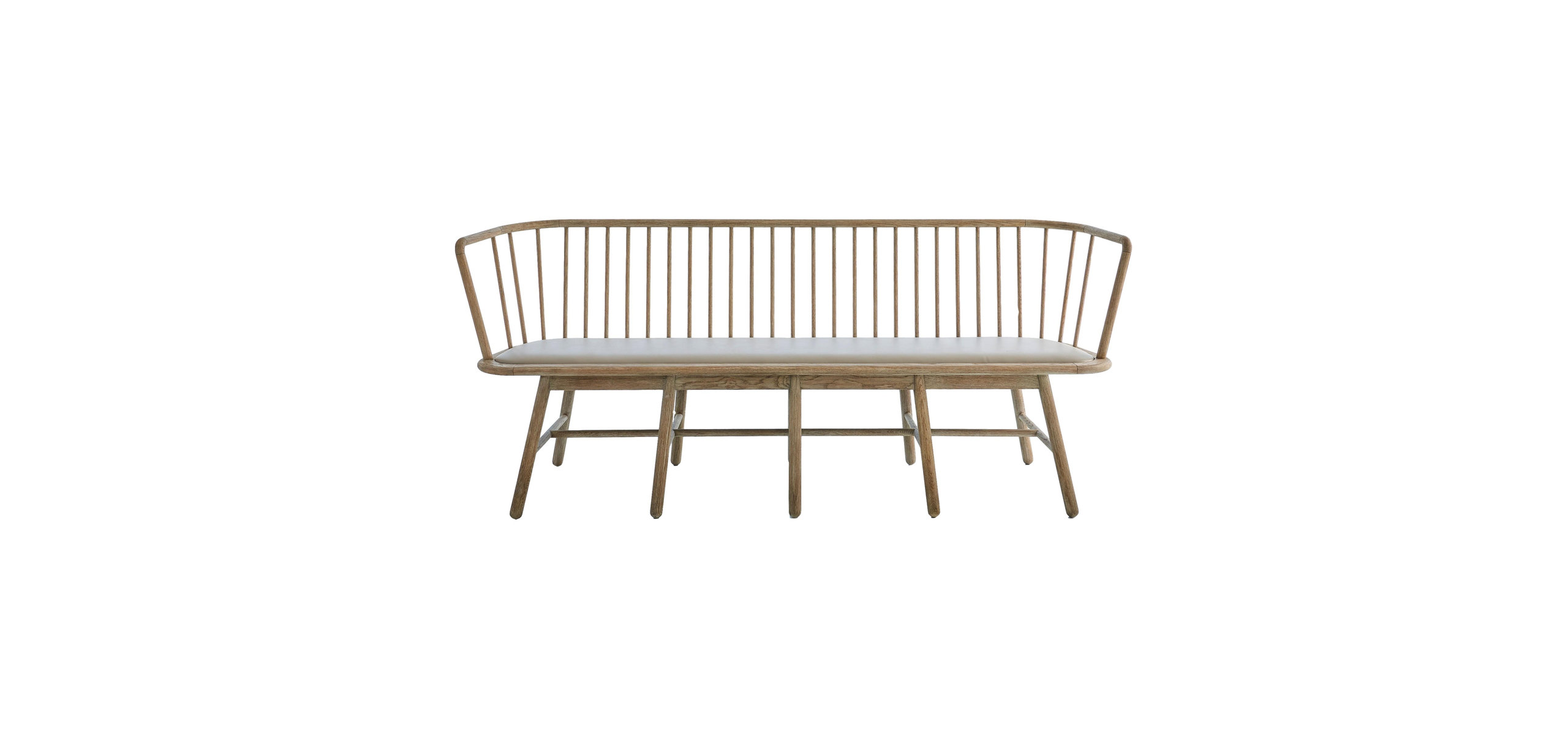 Elegant Classic Shaker Long Wood Leather Bench, Spindle Gray Minimalist ...