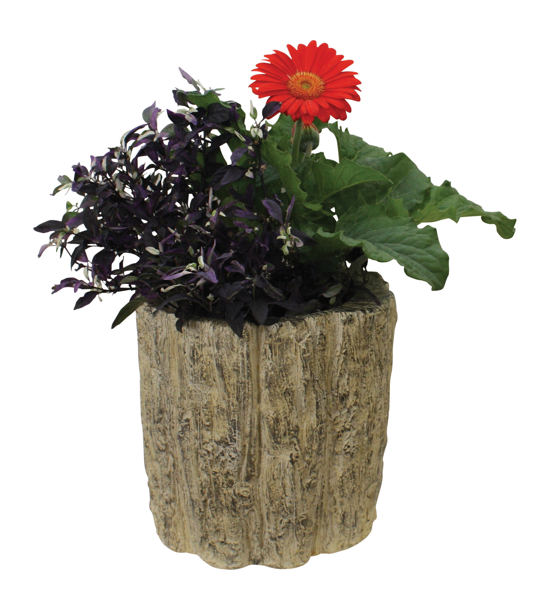 Faux Bois Tree Trunk Planter, Large - Rustic - Outdoor Pots And ...