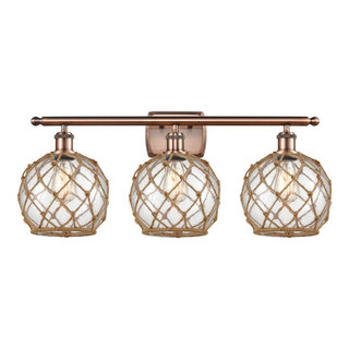 Farmhouse Rope 3 Light Bath Vanity Light - Beach Style - Bathroom ...