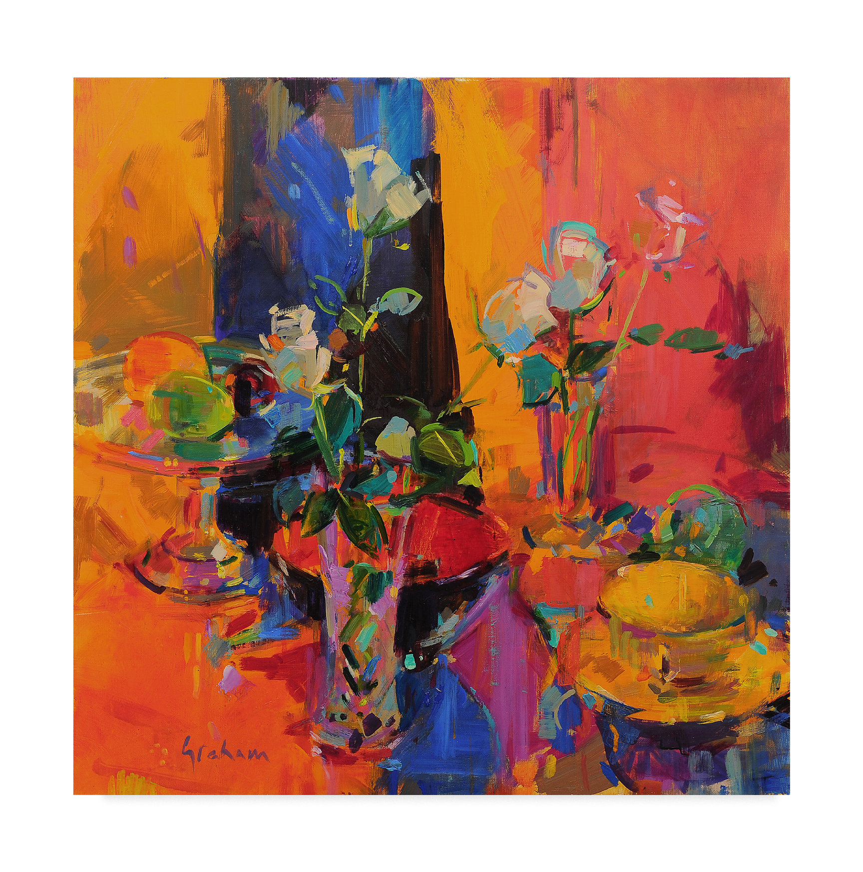 Peter Graham 'Still Life Table With Roses And Fruit' Canvas Art, 24"x24 ...