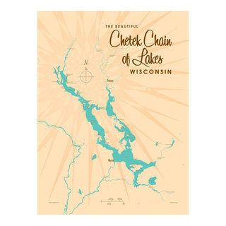 Lakebound Chetek Chain of Lakes Wisconsin Map Art Print, 18"x24 ...