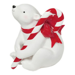 December Diamonds Candy Cane Lace 26" Baby Polar Bear With Candy ...