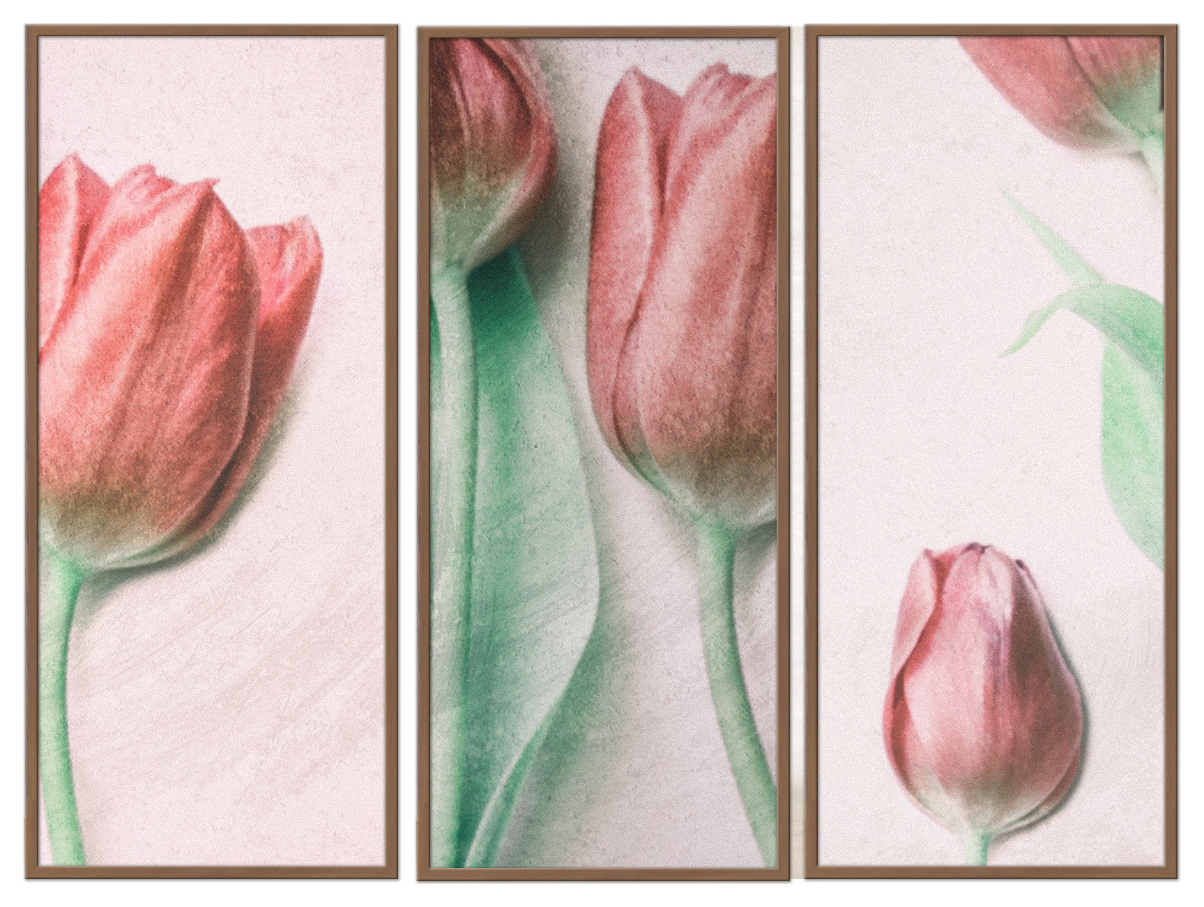 Red Elegance Framed 3-Piece Wall Art Set by Delphine Devos, 12"x24" - Contemporary - Prints And ...