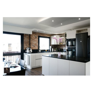 Cuisine Magnolia avec poignée profil inox - Moderne - Cuisine - Autres ...