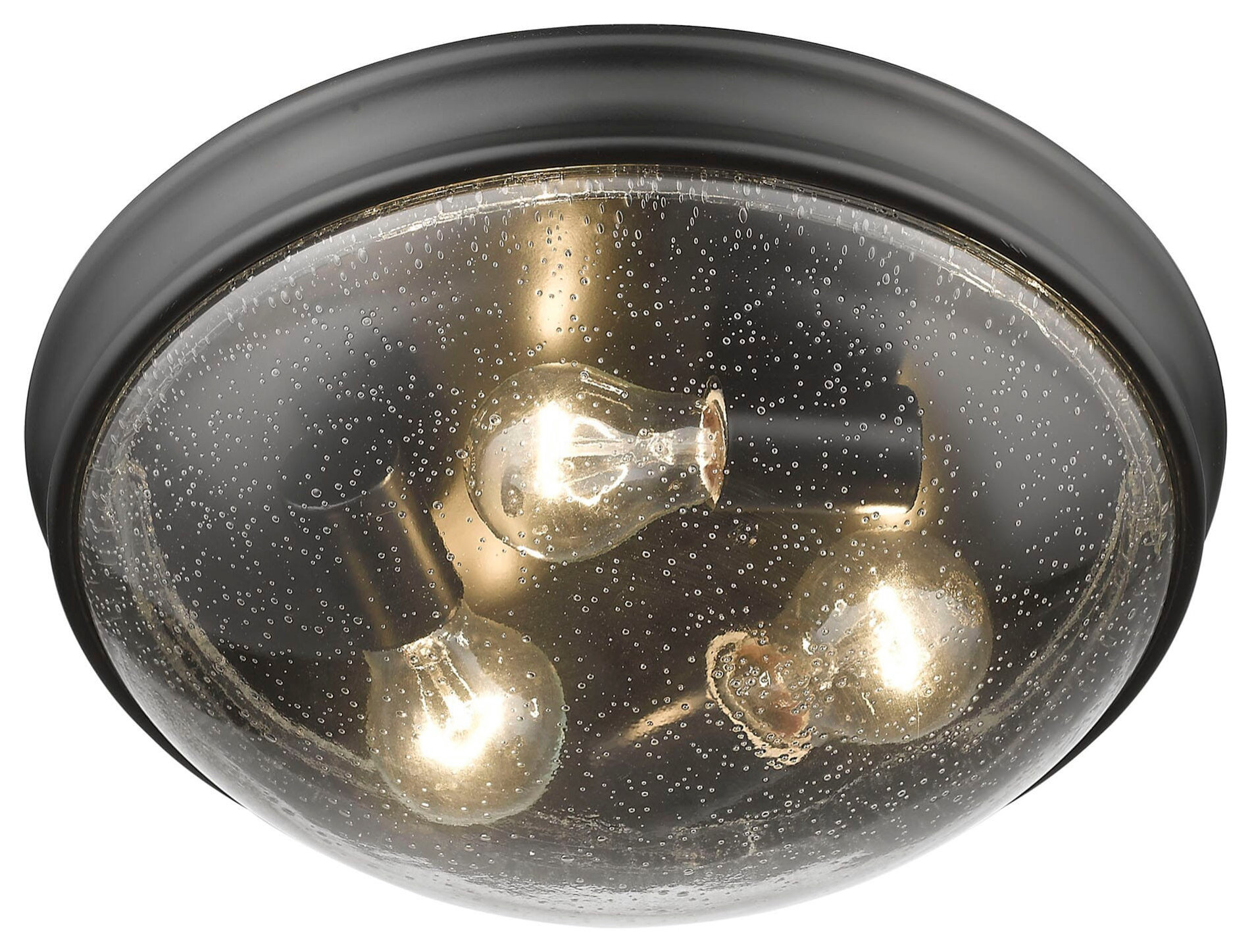 Matte Black Three Light Flushmount, 14.000 - Transitional - Flush-mount ...