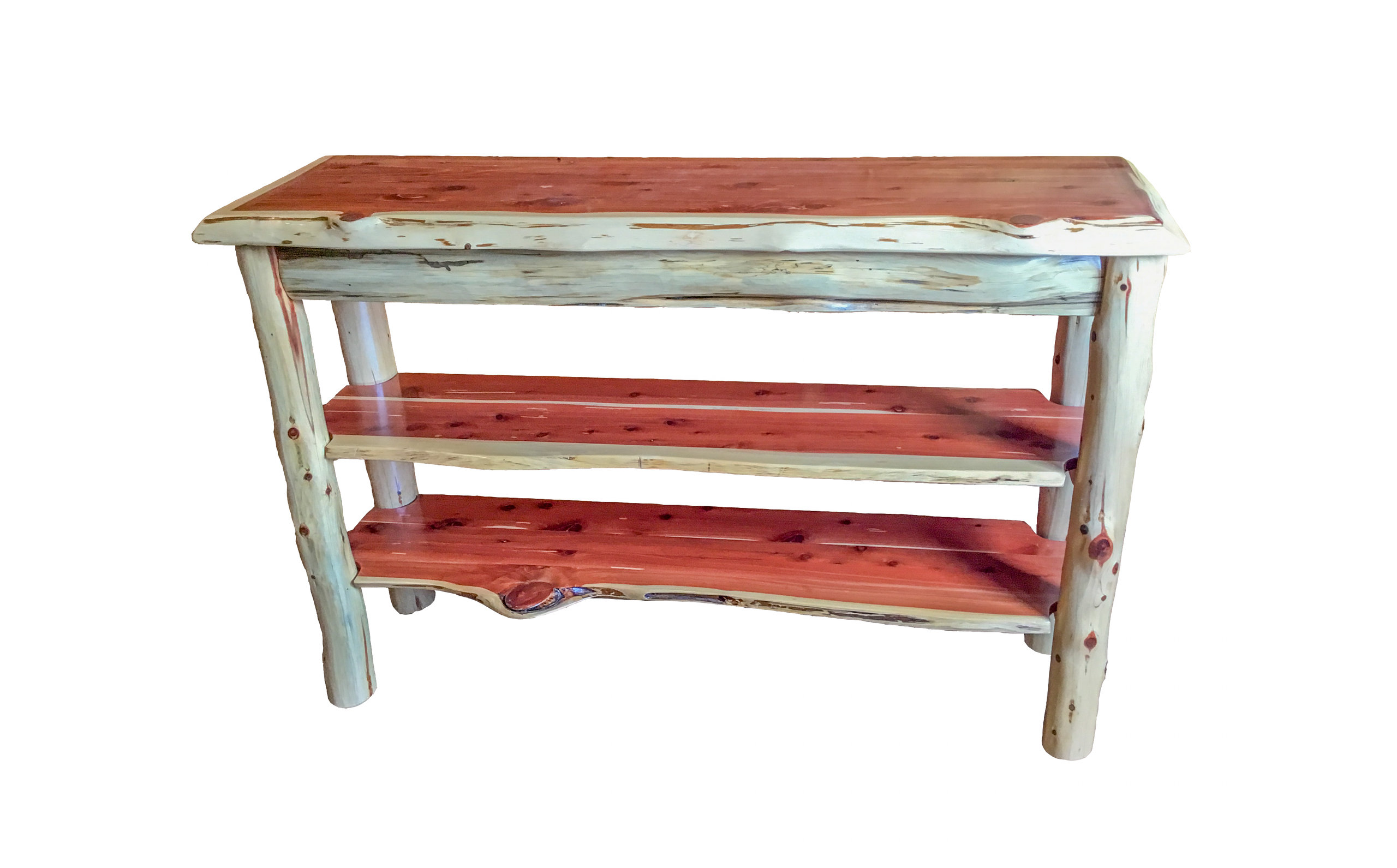 Rustic Red Cedar Log Live Edge TV Stand/Console Table - Rustic ...