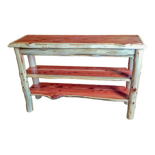 Rustic Red Cedar Log Live Edge TV Stand/Console Table - Rustic ...