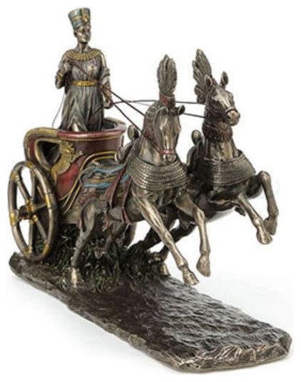 Egyptian Queen Nefertiti On Chariot Sculpture - Traditional ...