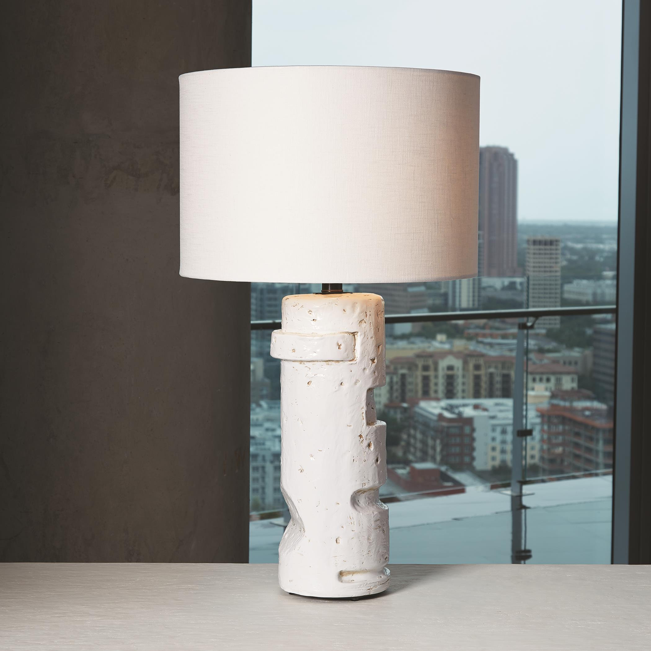 Luxe Modern Ceramic Geometric Table Lamp Abstract Sculpture Textured ...