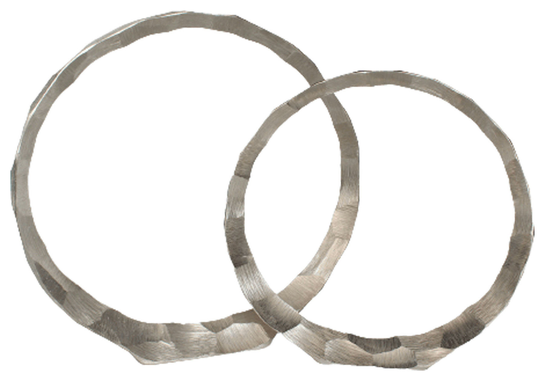 Metal, 2-Piece Set, 14/17" Hammered Decorative Rings, Slvr ...